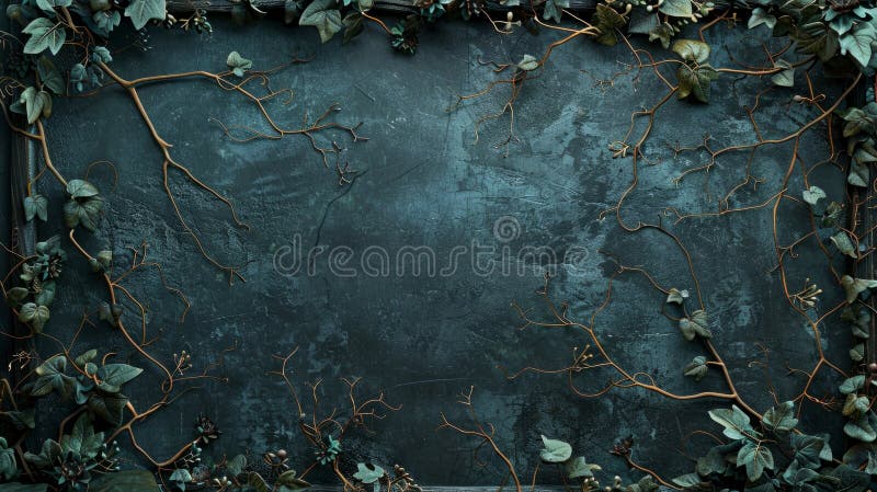 Gothic Fantasy Background Framed by Dry Branches and Ivy Stock Photo ...