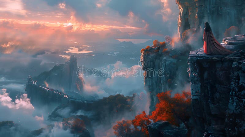 Gothic Fantasy Scene stock illustration. Illustration of clouds - 322063132
