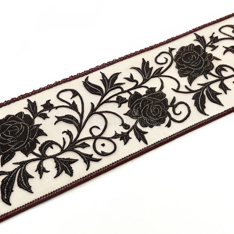 Gothic Floral Pattern Trim on White Background Stock Illustration ...