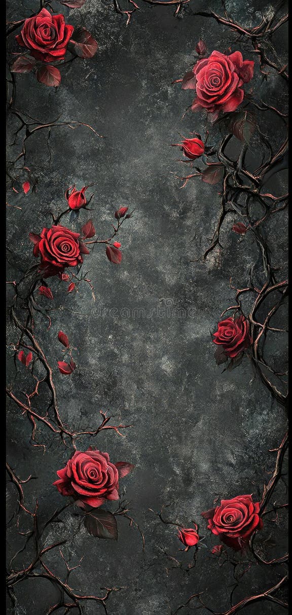 Gothic Floral Wallpaper Featuring Dark Roses and Thorns for a Dramatic ...
