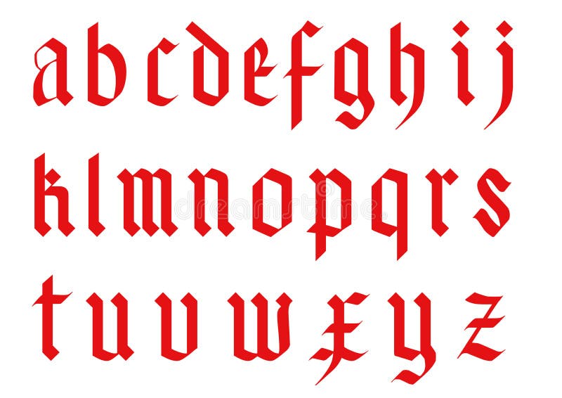 Gothic Font Alphabet - Old Handwriting Abc Vector Letters Stock Vector ...