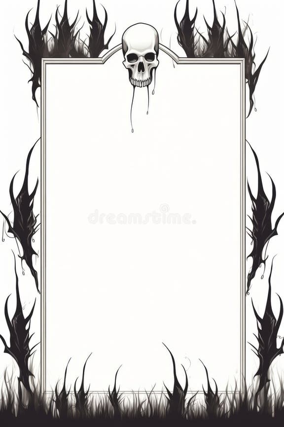 Gothic Frame with Skull and Flames Vector Stock Illustration ...