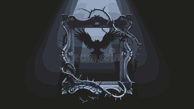 Gothic Frame with Thorns and Raven Silhouette Illustration Stock ...