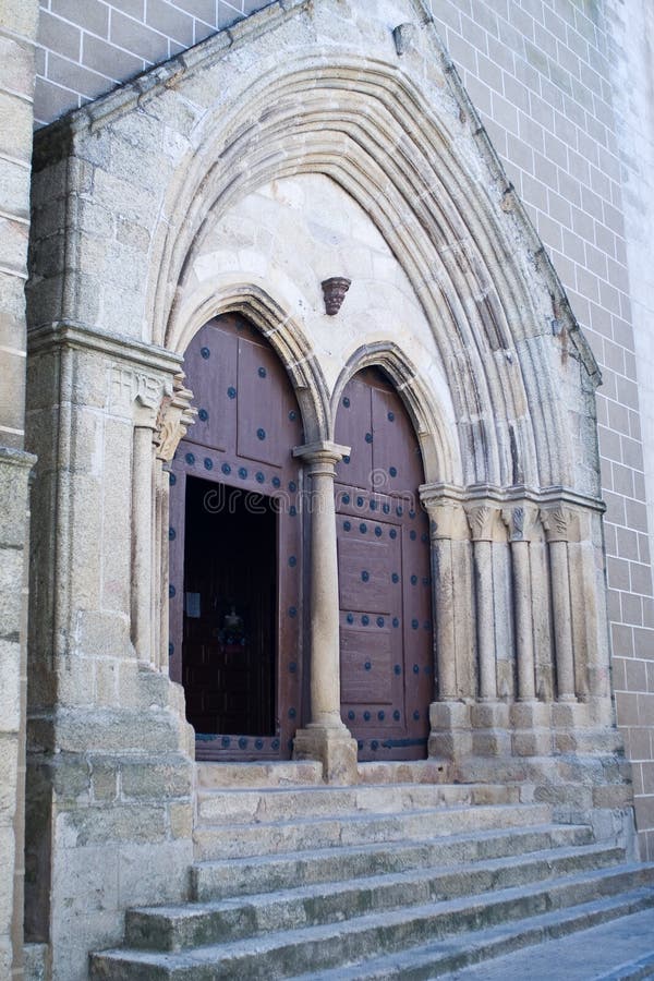 Gothic front stock photo. Image of caceres, church, arch - 46179198