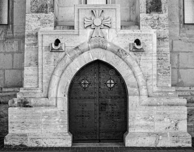 Gothic Gate in Black and White Stock Image - Image of monochrome ...