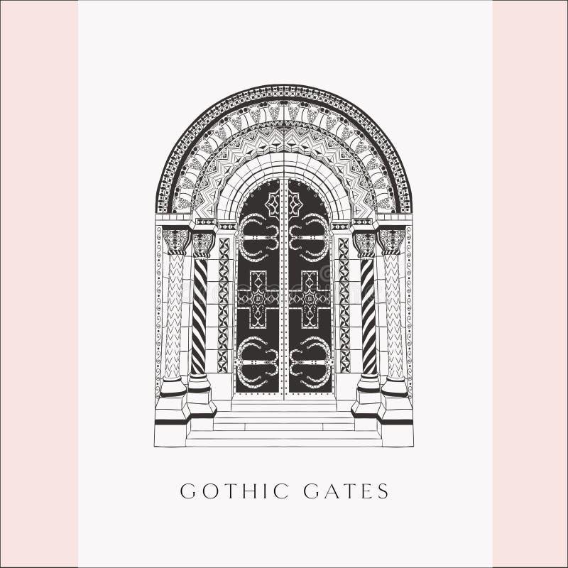Gothic gate stock illustration. Illustration of gate - 13429724