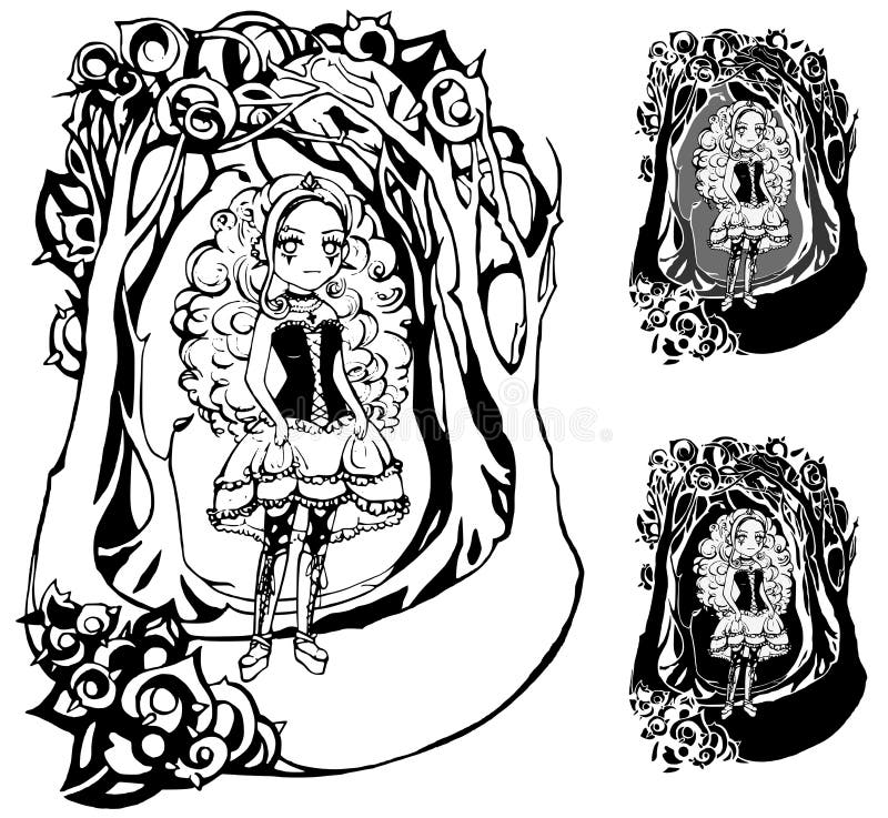 Gothic Girl in a Dark Frame Stock Vector - Illustration of graphic ...