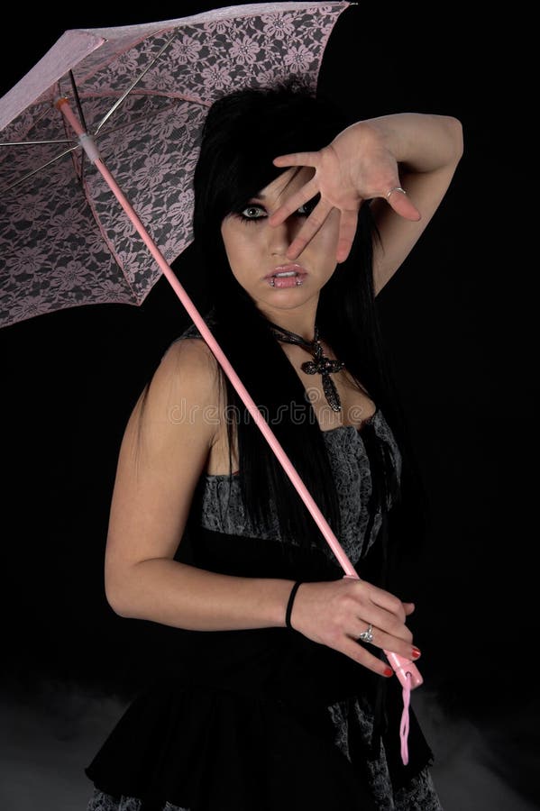 Gothic Girl with Parasol stock photo. Image of girl, dark - 2236610