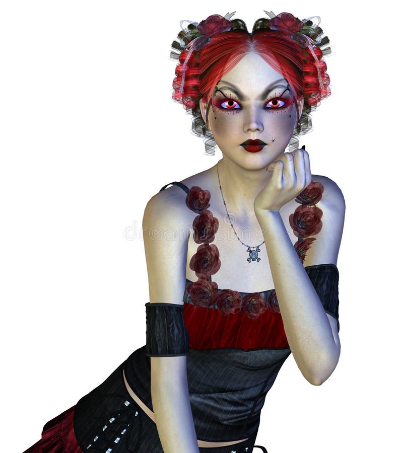 Gothic Girl In Red Dress Stock Illustration Illustration Of Long