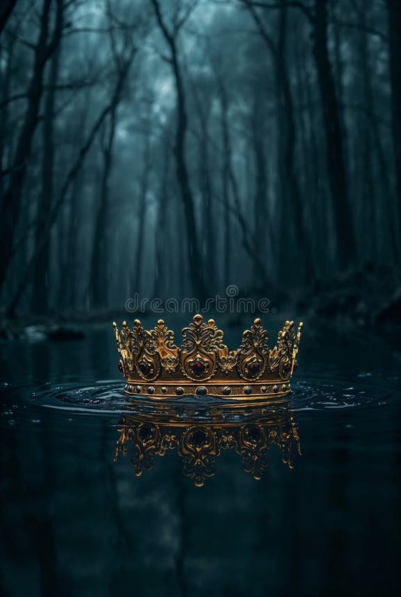 A Gold Crown Floats on the Water Stock Image - Image of jewel, drowning ...