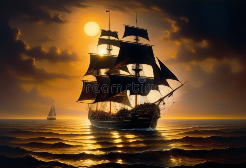 The Gothic Grandeur of an Absurd Solar Sailer Stock Illustration ...