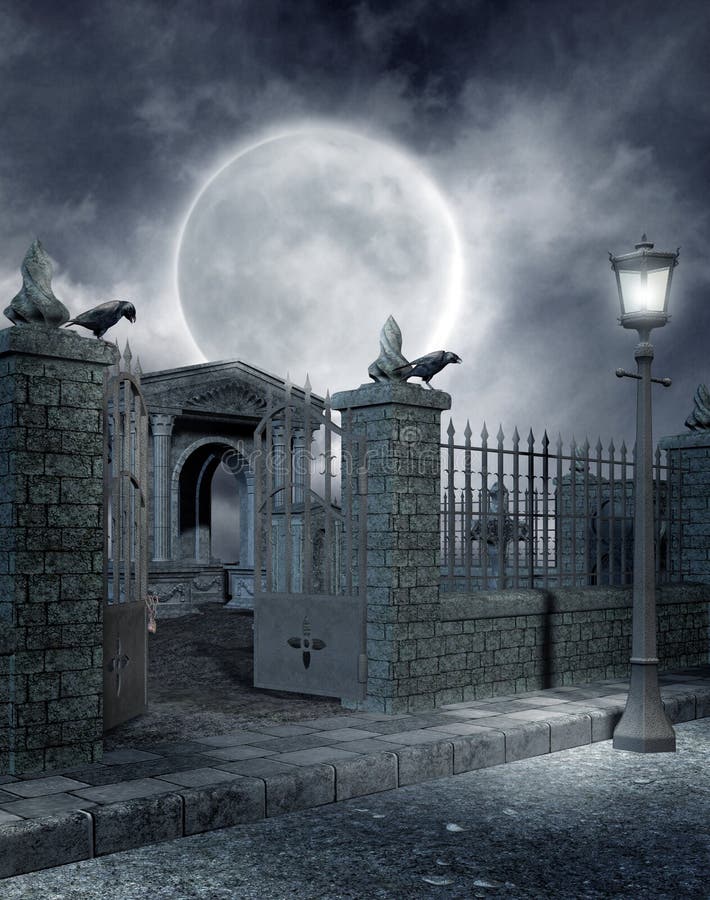 Gothic graveyard 1 stock illustration. Illustration of tomb - 12561284