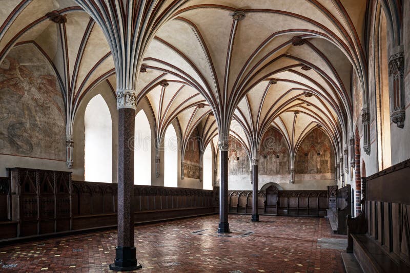 Gothic Hall of the Castle in Malbork. Stock Photo - Image of style ...