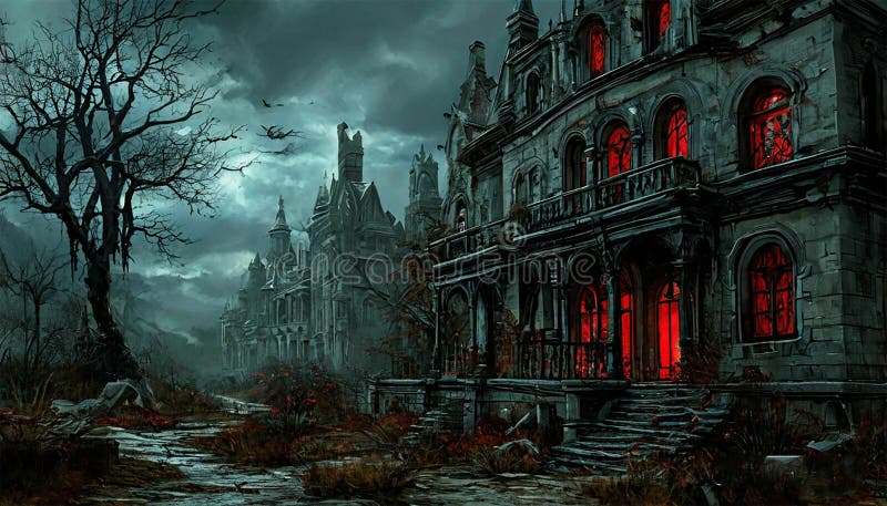 Gothic house stock illustration. Illustration of painting - 351494275