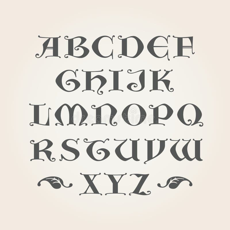 Gothic Initials. Decorative Alphabet Stock Vector - Illustration of ...