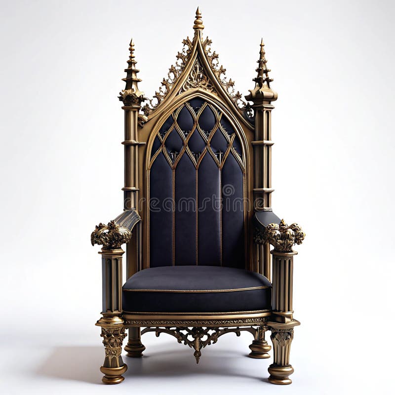 Gothic Inspired Gilded Throne Chair Illustration Stock Photo - Image of ...