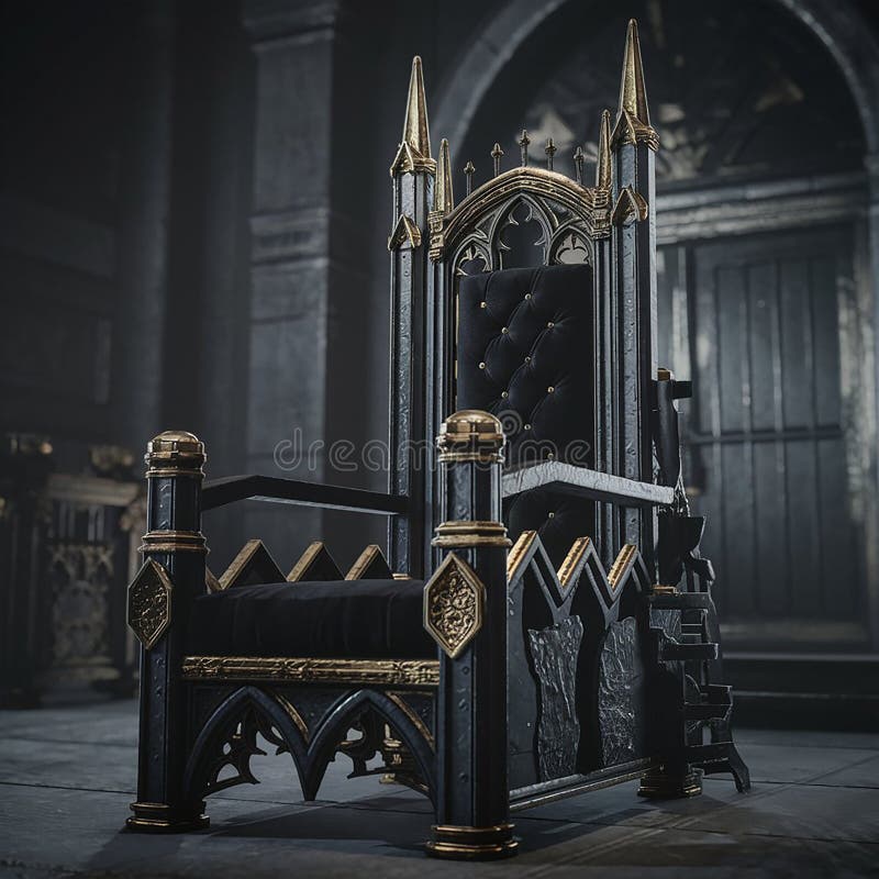 Gothic Inspired Gilded Throne Chair Illustration Stock Photo - Image of ...