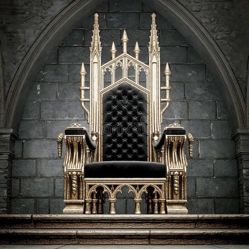 Gothic Inspired Gilded Throne Chair Illustration Stock Image - Image of ...