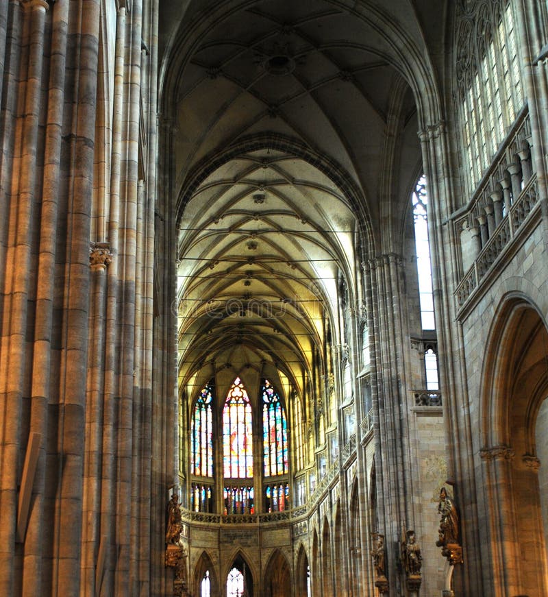 Gothic interior temple stock image. Image of glass, catholicism - 50597381