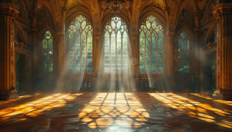 Radiant Gothic Interior Featuring Stunning Light Rays that Create a ...