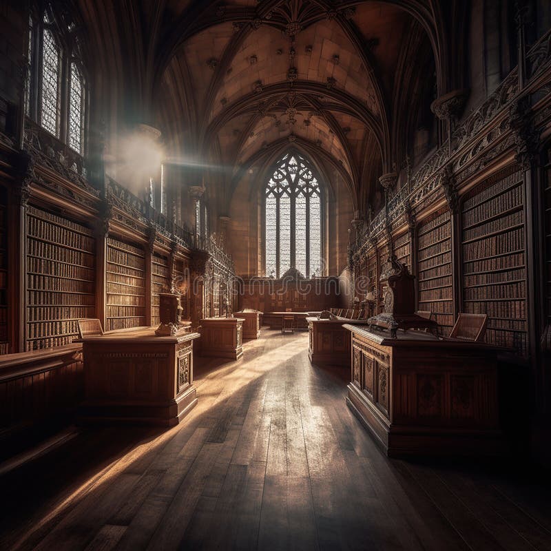 Gothic Library. AI Generated Stock Illustration - Illustration of ...