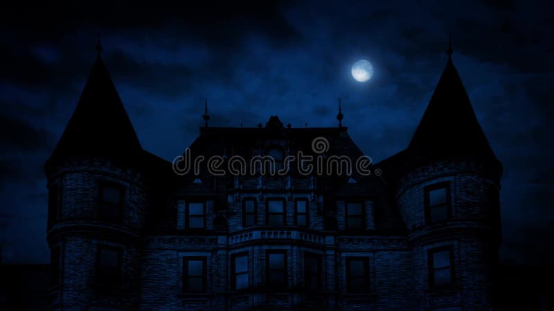 Gothic Mansion House at Night Stock Footage - Video of historic, night ...
