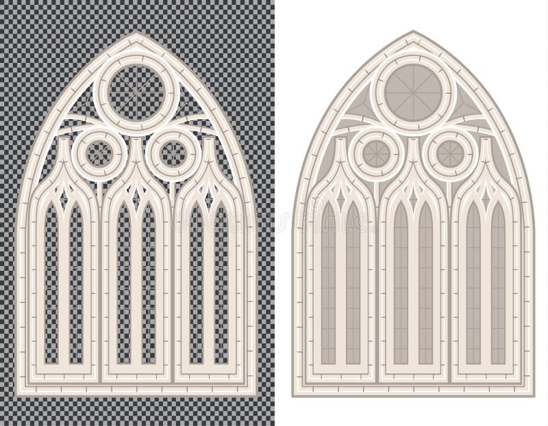 Gothic Medieval Window on White and Transparent Background Stock Vector ...