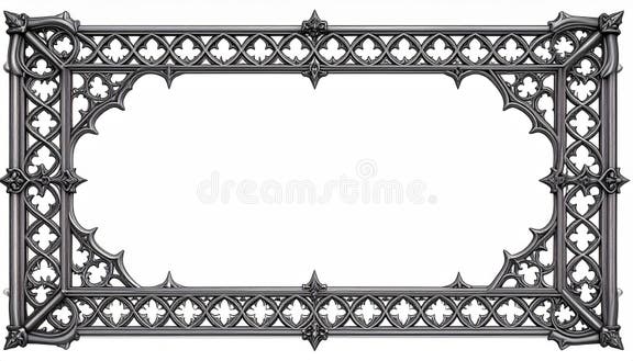 Gothic Metal Frame Design with Gray Background Stock Illustration ...