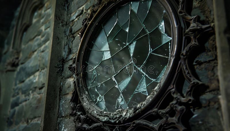 Gothic Mirror, Cracked Glass, Dark Reflection Stock Image - Image of ...