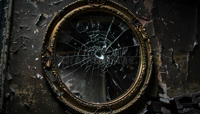 Gothic Mirror, Cracked Glass, Dark Reflection Stock Photo - Image of ...