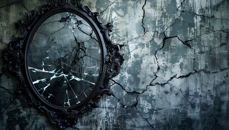 Gothic Mirror, Cracked Glass, Dark Reflection Stock Image - Image of ...