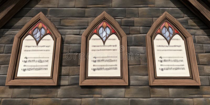 Gothic Musical Border with 3D Isolated Elements and Rich Colors Stock ...