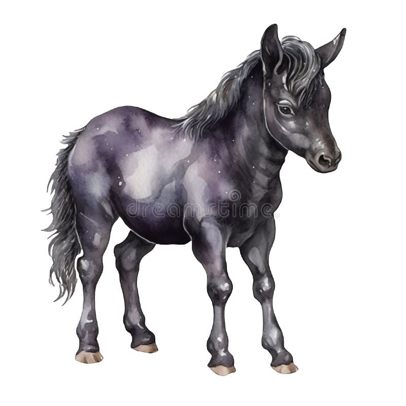 Gothic Pony Watercolor Illustration Stock Illustration - Illustration ...