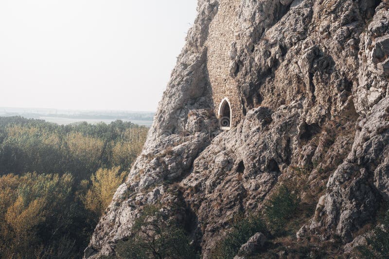 Gothic Portal on a Cliff at Devin Castle - Bratislava, Slovakia Stock ...