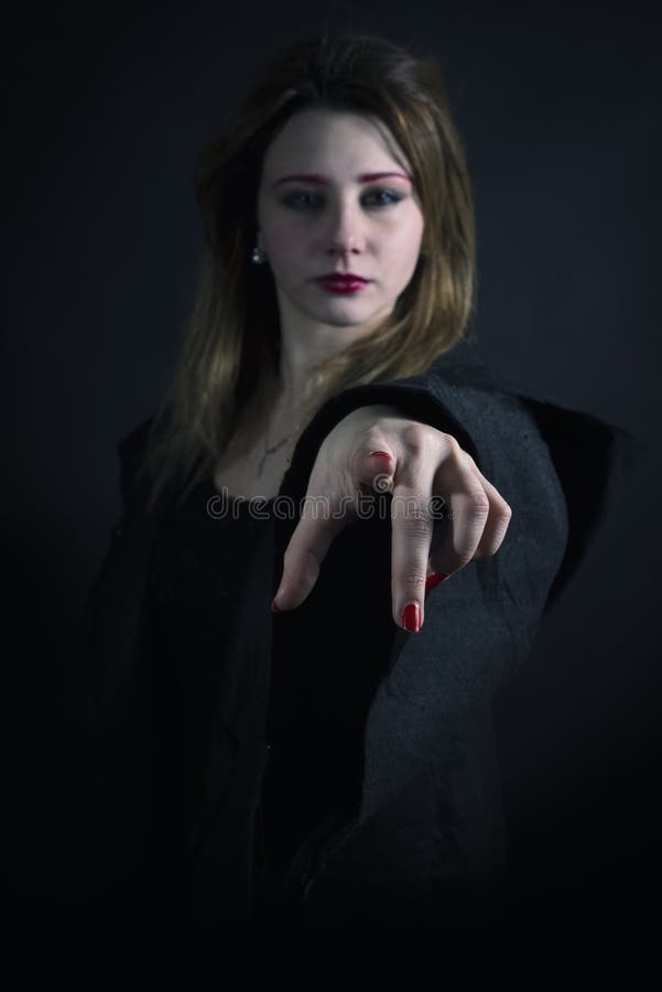 Gothic Priestess Pointing You Stock Image - Image of pretty, sect: 40137481
