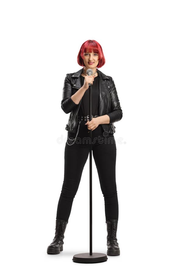 Gothic Rock Style Female Singer with a Microphone Stock Image - Image ...