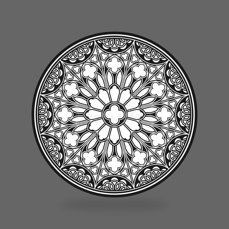 Gothic Rose Circular Window Pattern Stock Vector - Illustration of ...