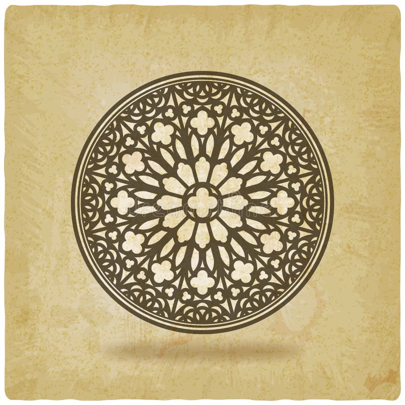 Gothic Rose Circular Window on Vintage Background Stock Vector ...