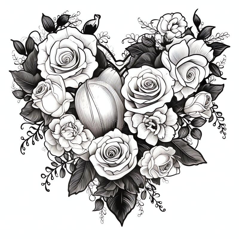 Gothic Roses Gothic Window Coloring Book Page in Black and White Stock ...