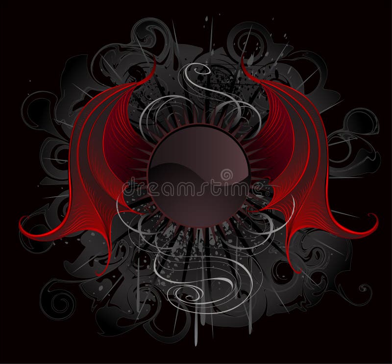 Gothic Round Banner with the Red Wings Dragon Stock Vector ...