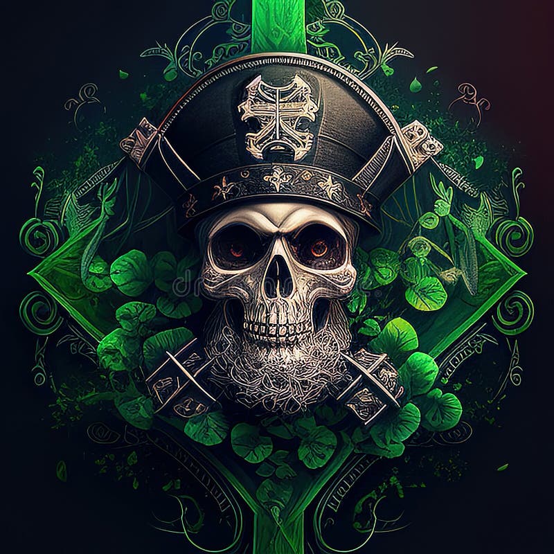 Saint Patrick S Skull . AI Generated Art Stock Illustration ...
