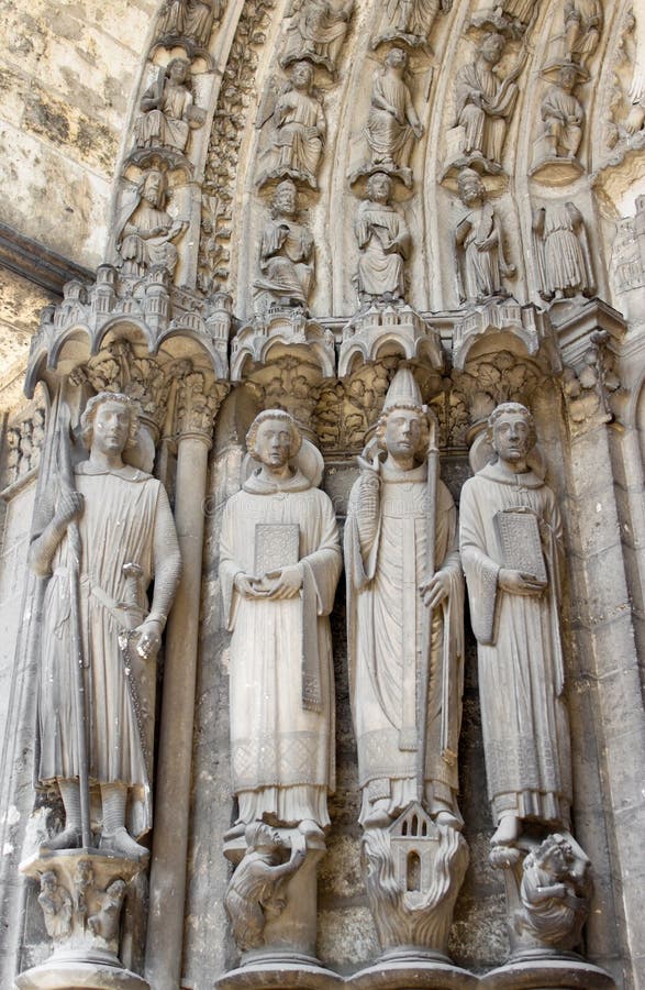 Gothic Saints Sculptures in Chartres Cathedral Stock Image - Image of ...