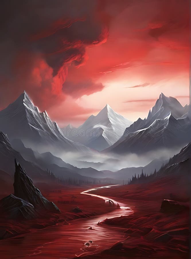 The Gothic Scene of the Mountains - 1 Stock Illustration - Illustration ...