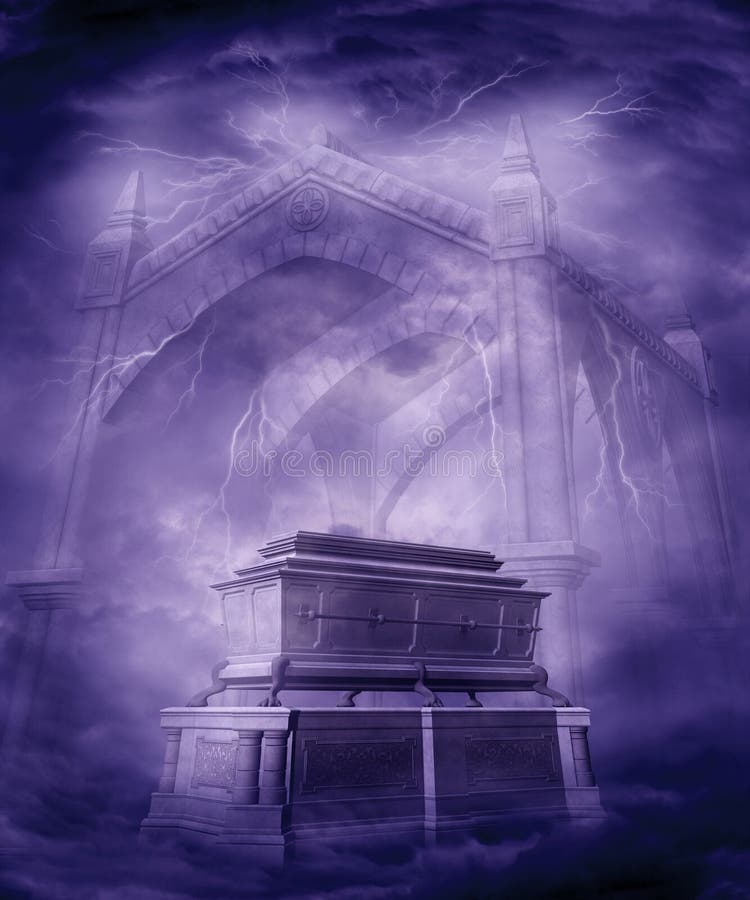 Old Crypt in a Gothic Graveyard Stock Illustration - Illustration of ...