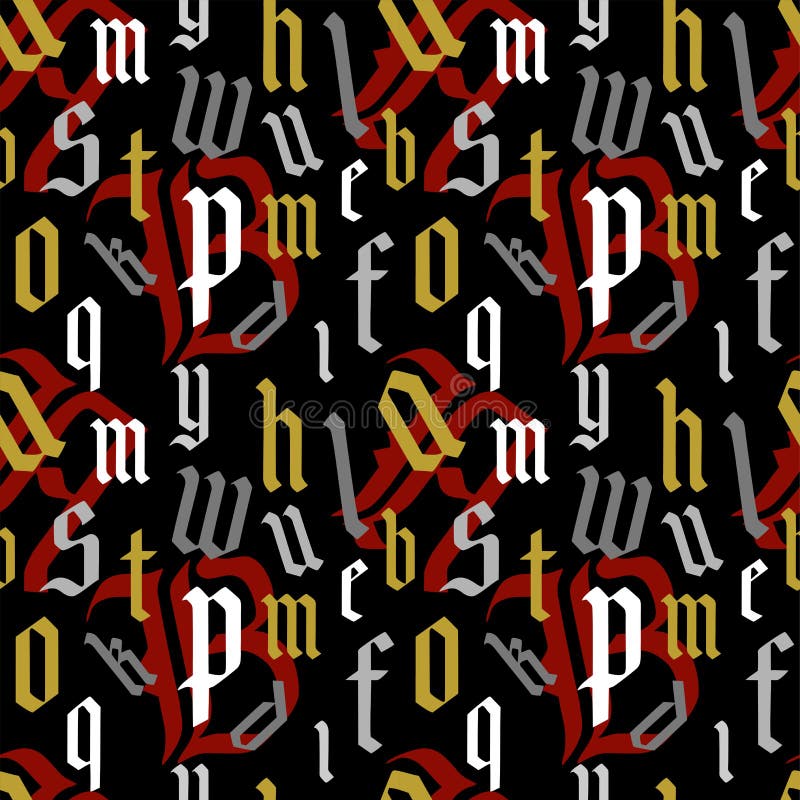 Gothic Alphabet. Medieval Gothic Font with Capitals and Lowercase Caps ...