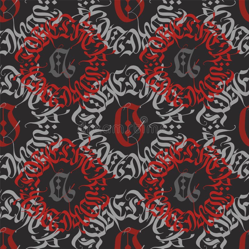 Gothic Seamless Circle. Creative Hand-drawn Gothic Pattern. Font Color ...