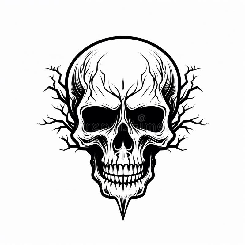 Gothic Skull Sketch stock illustration. Illustration of cartoon - 295778052