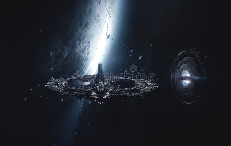 Gothic Spaceship with Dark and Sharp Colors Stock Illustration ...