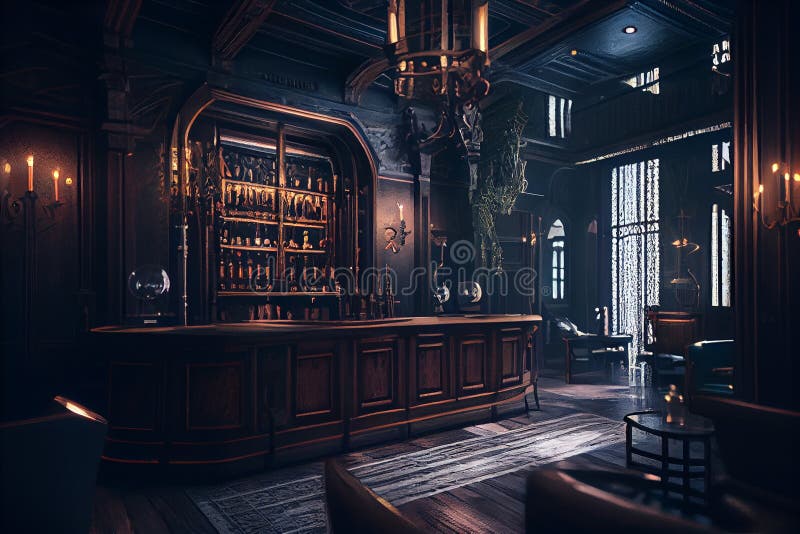 Gothic Speakeasy Bar,generative Ai Stock Illustration - Illustration of ...