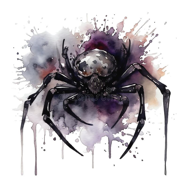 Gothic Spider Watercolor Illustration Stock Photo - Image of card ...